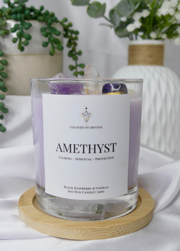 Amethyst Crystal Candle (Black Raspberry & Vanilla) – Cleansed By ...